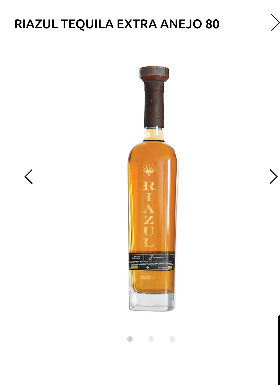 Riazul Tequila Extra Anejo 80