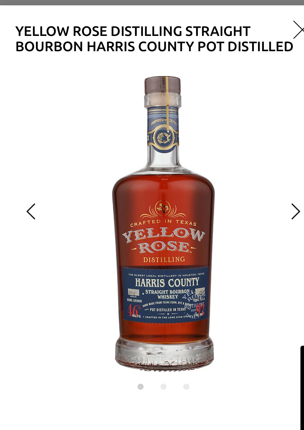 Yellow Rose Distilling Straight Bourbon Whiskey Harris County Pot Dist