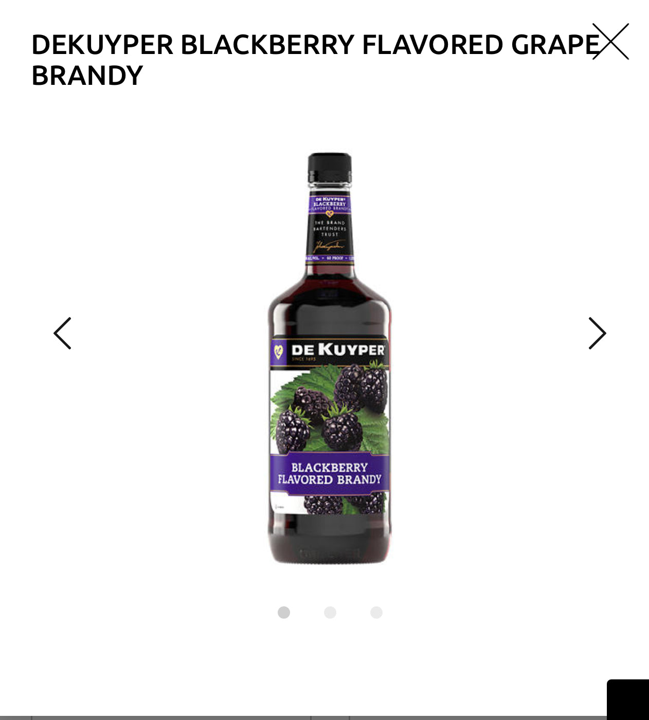 DEKUYPER BLACKBERRY FLAVORED GRAPE BRANDY