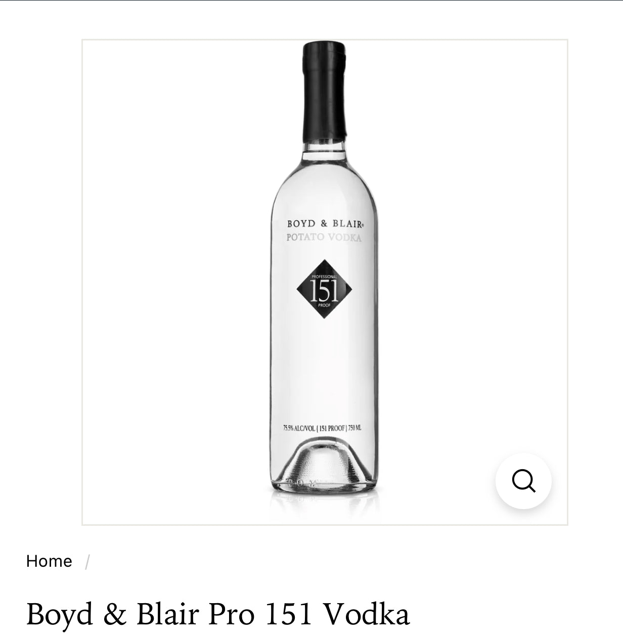 Boyd & Blair Vodka Professional Proof 151
