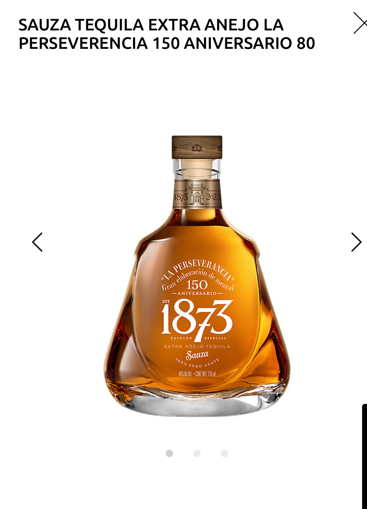 Sauza Tequila Extra Anejo La Perseverencia 150 Aniversario Edicion Esp