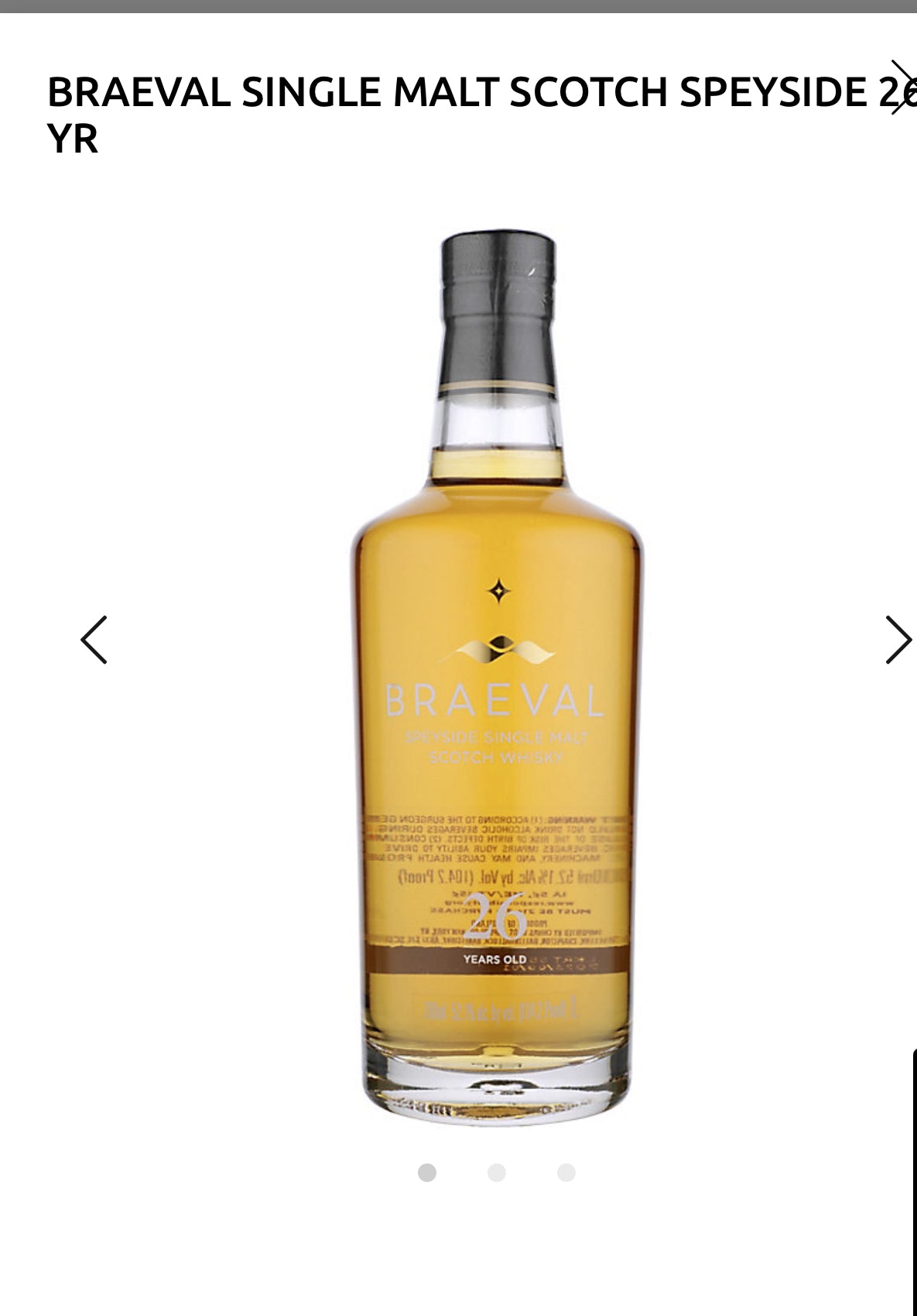 Braeval Single Malt Scotch Speyside 26 Yr 104.2