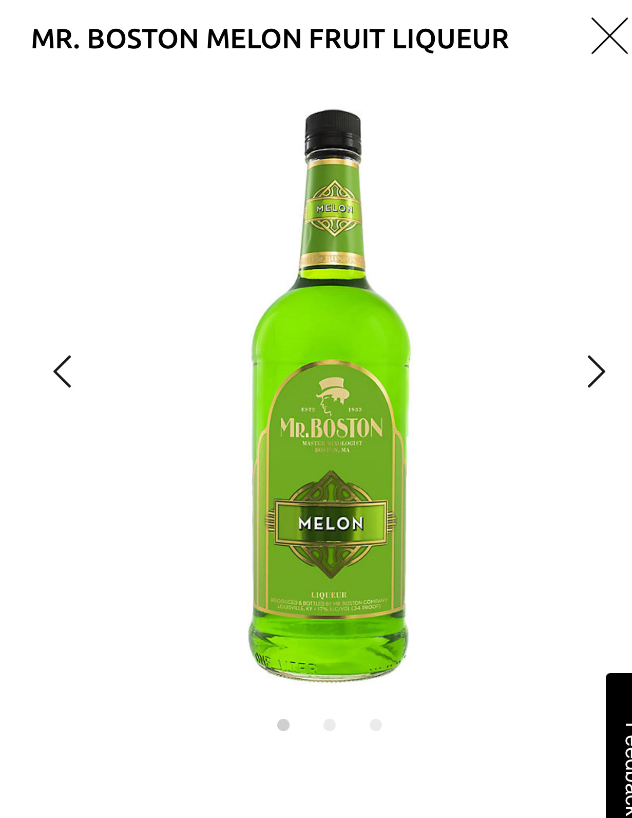 Mr. Boston Melon Liqueur 34 1L