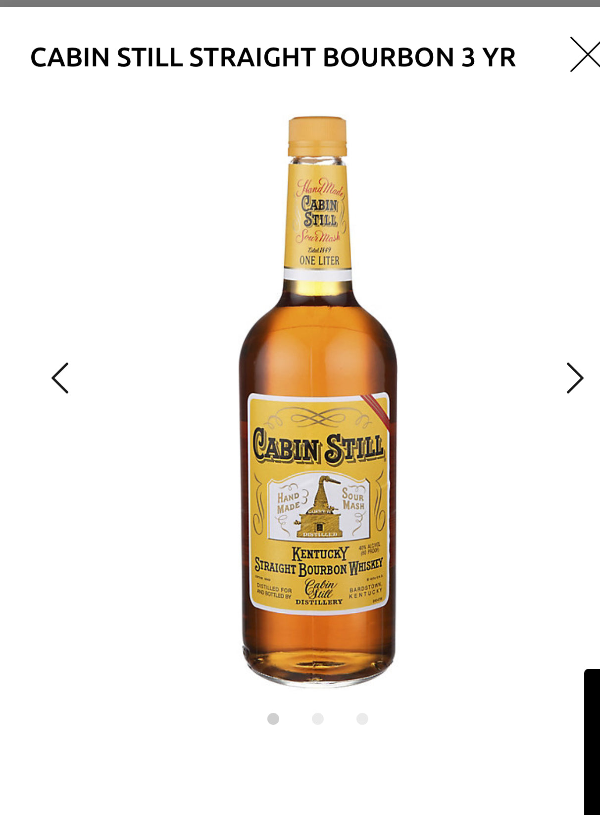 Cabin Still Straight Bourbon 3 Yr 80 1L