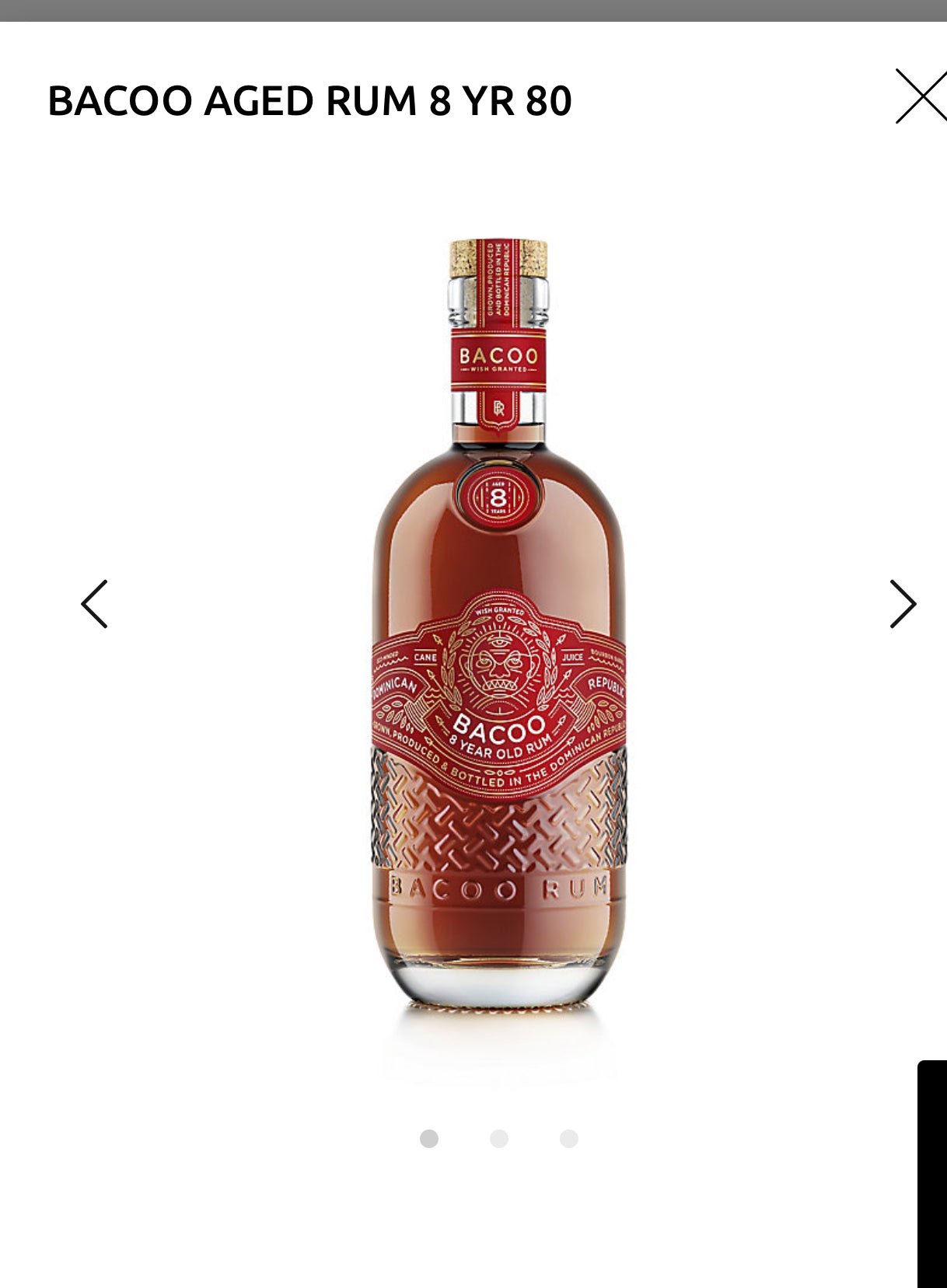 Bacoo Aged Rum 8 Yr 80