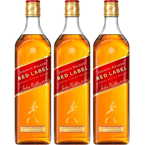 Johnnie Walker Red Label Blended Scotch Whiskey 3 Bottles Bundle ...